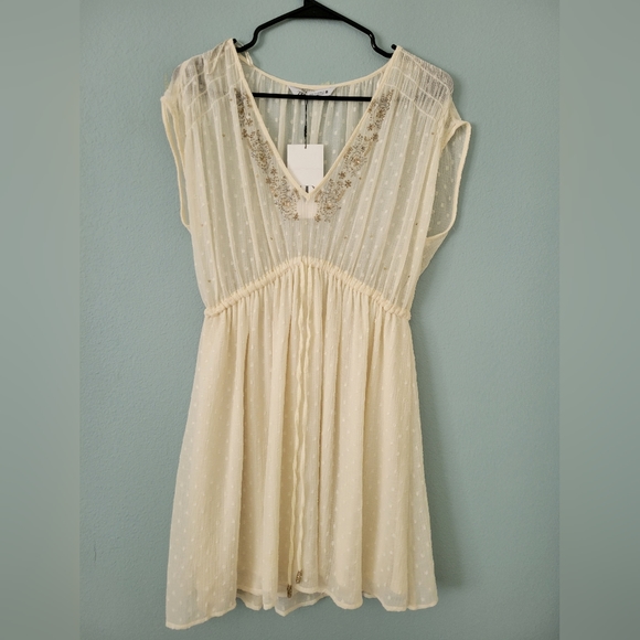 Zara | Tops | Zara Sheer Beaded Tunicmini Dress Xs | Poshmark